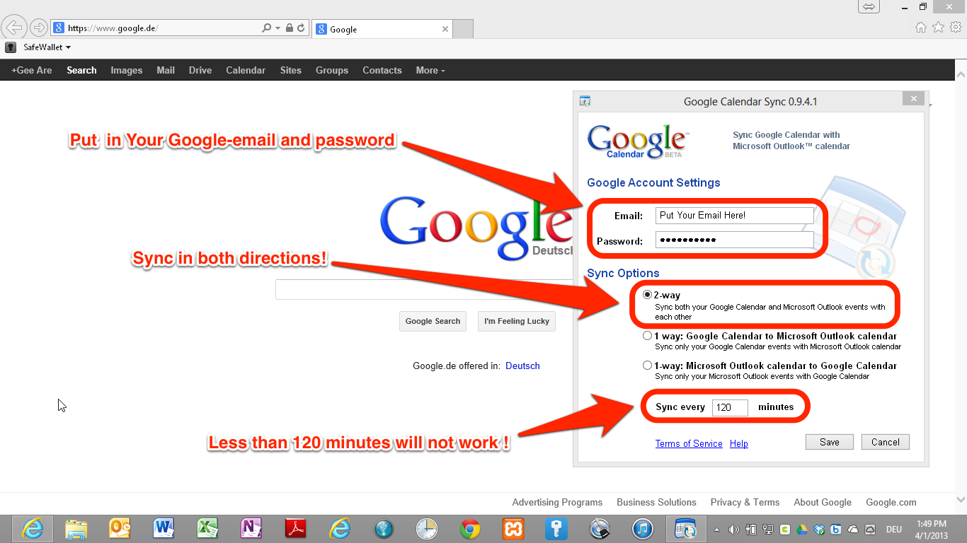 Setting Up Google Calendar Sync In Windows 8 With Outlook 2010 And 2013 